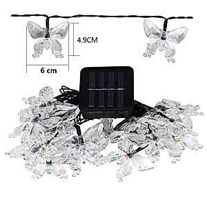 WONFAST Solar Butterfly String Lights, Waterproof 23FT 50LED Butterfly Solar Powered Fairy String Lights 8 Mode for Outdoor Indoor Garden Home Wedding Party Christmas Lighting Decorations (Purple)