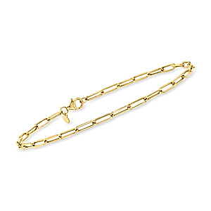 RS Pure by Ross-Simons Italian 14kt Yellow Gold Paper Clip Link Anklet. 9 inches