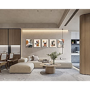 Mid Century Boho Leaf Print - Aesthetic Pictures Unframed 8x10 Inches Bohemian Wall Art Decoration Modern Abstract Plant Paper Poster Paintings Aesthetic Artwork For Girls Bedroon Kitchen Office Decor