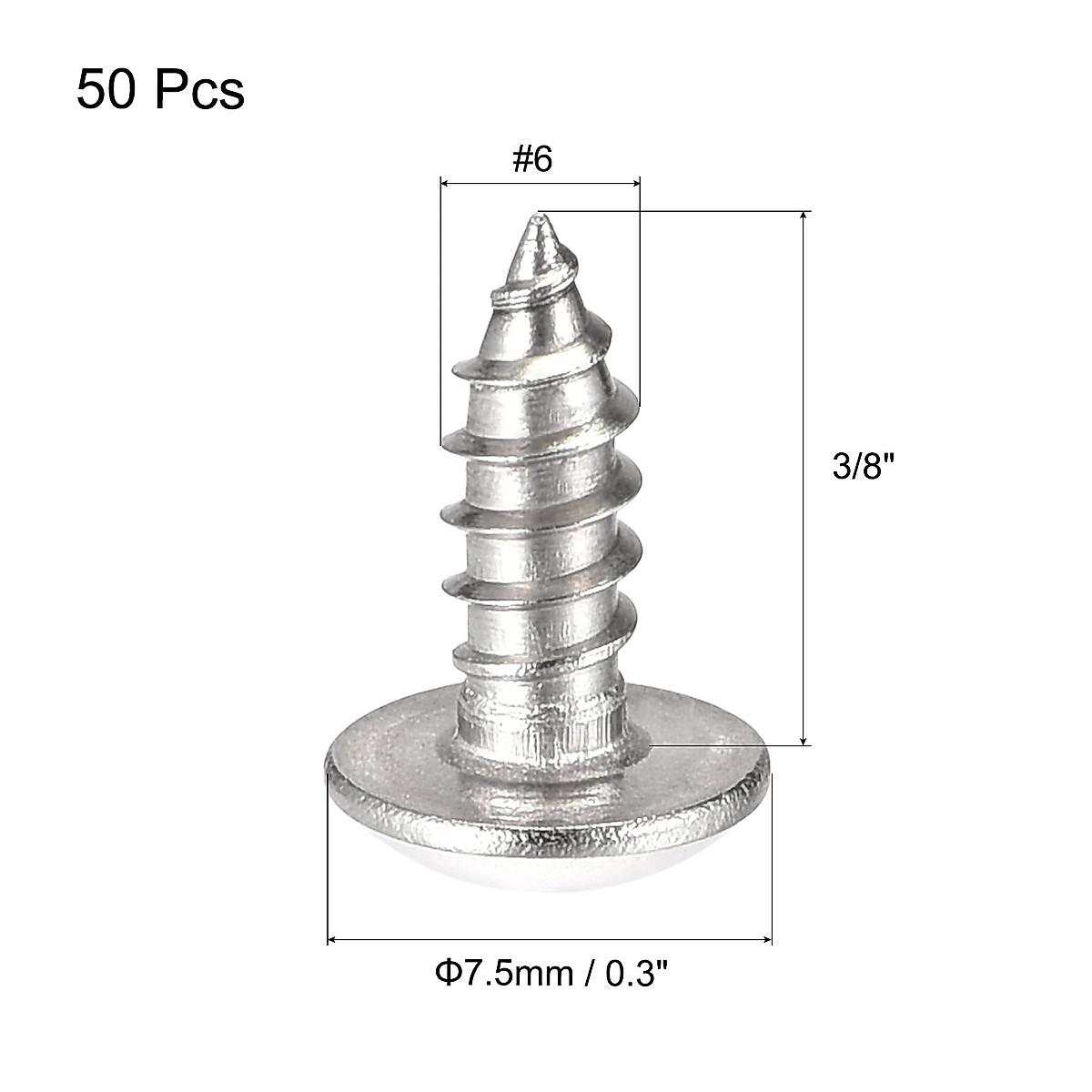 uxcell Phillips Head Self Tapping Screws, #6 x 3/8" 304 Stainless Steel Wood Sheet Metal Screw 50pcs
