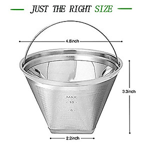 YEOSEN Coffee Filter 4 Cone Coffee Filter Reusable fit for Cuisenart Ninja Hamilton Beach Brewer (Not Applicable to Ninja CE251,Ninja CF200)