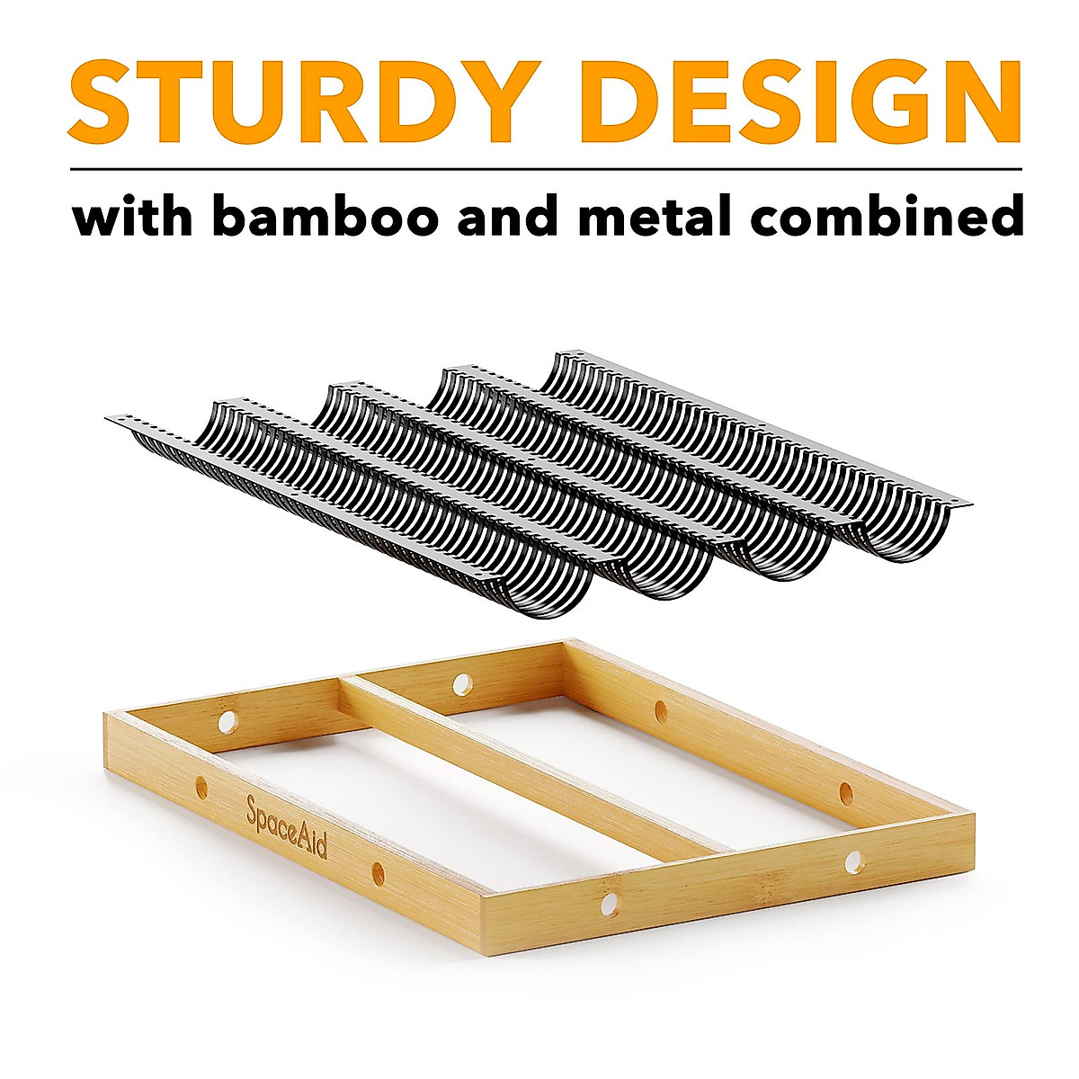 SpaceAid Coffee Pod Holder Drawer Organizer for Nespresso Vertuo Capsule, Bamboo Holder Tray Storage for Nespresso Vertuo, Compatible with 40 Big or 52 Small Vertuoline Pods (Drawer Insert)