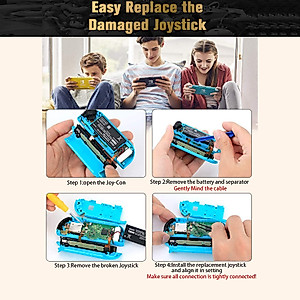 [New Version] 4 Pack Joycon Joystick Replacement 3D Joystick Analog Left/Right Thumb Sticks Sensor Caps for Nintendo Switch Joy Con Controller, Joycon Repair Kit, NS Repair Tool 33 PCS