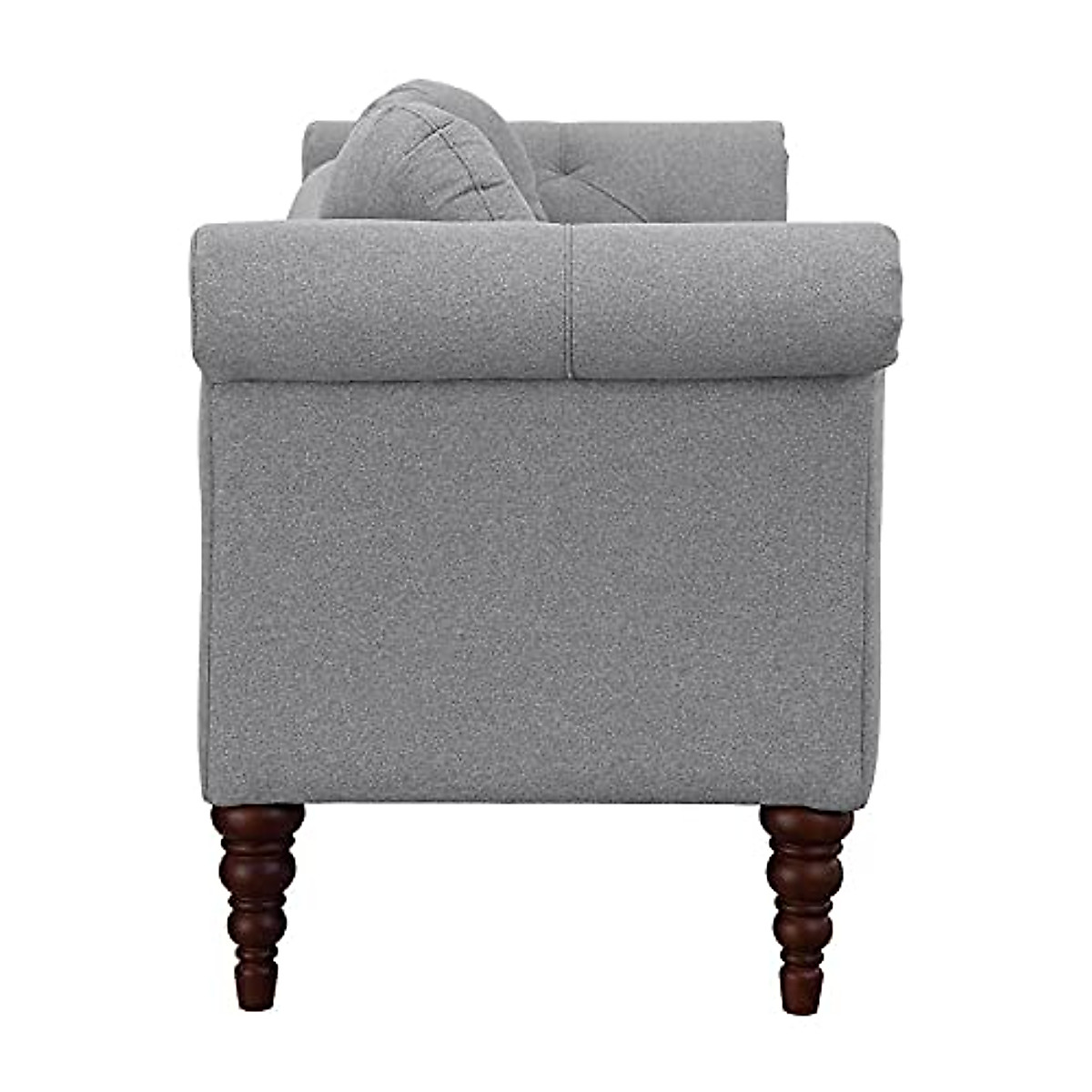 Pemberly Row 75" Traditional Fabric Settee with 2 Pillows in Dove Gray