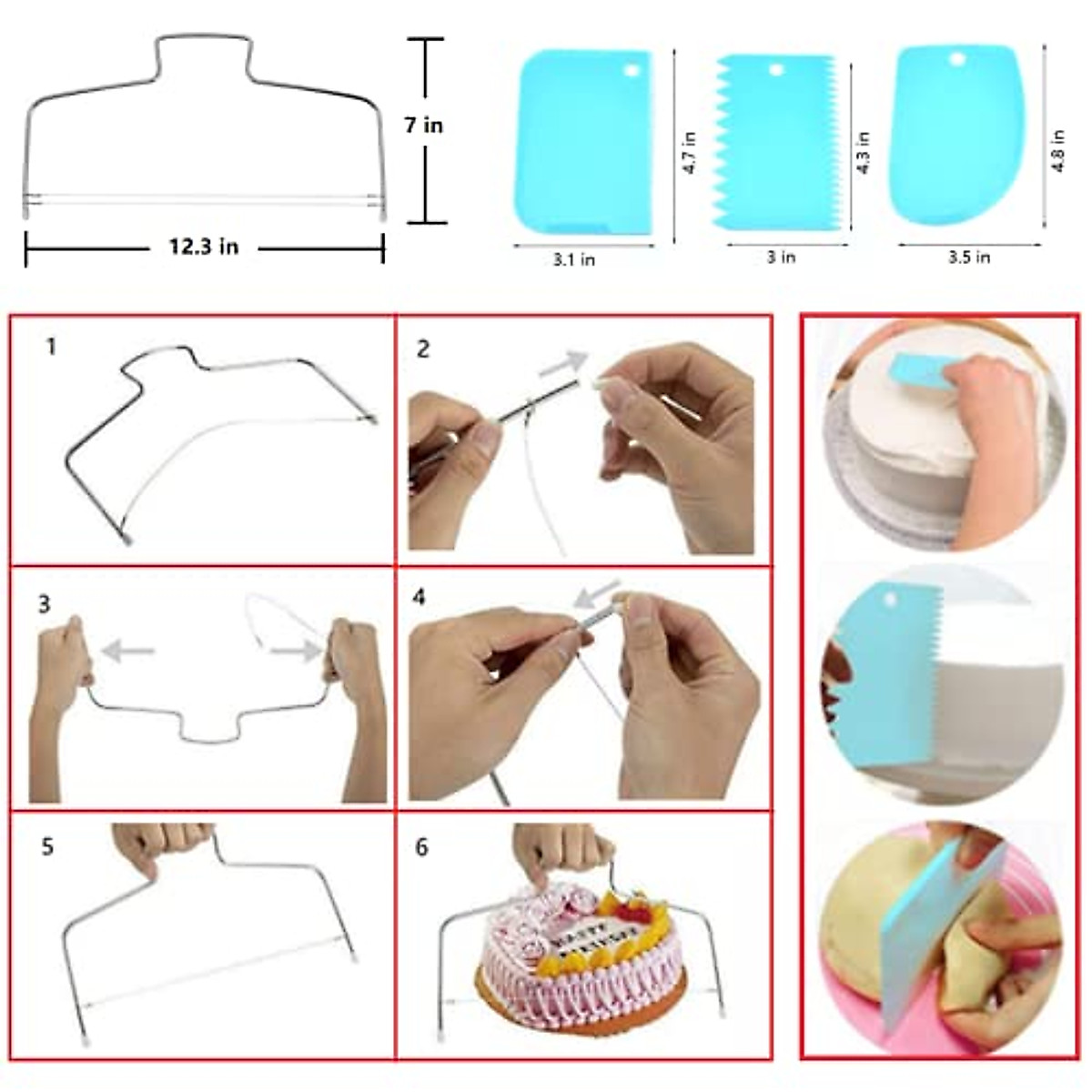 ANSLYQA 93 Pcs Cake Decorating Kit with Cake Turntable,Cake Leveler,24 Numbered Icing Tips,2 Spatulas,2 Coupler,3 Comb Scrapers,Flower Nail & Lifter Scissor,50 Disposable Pastry Bags