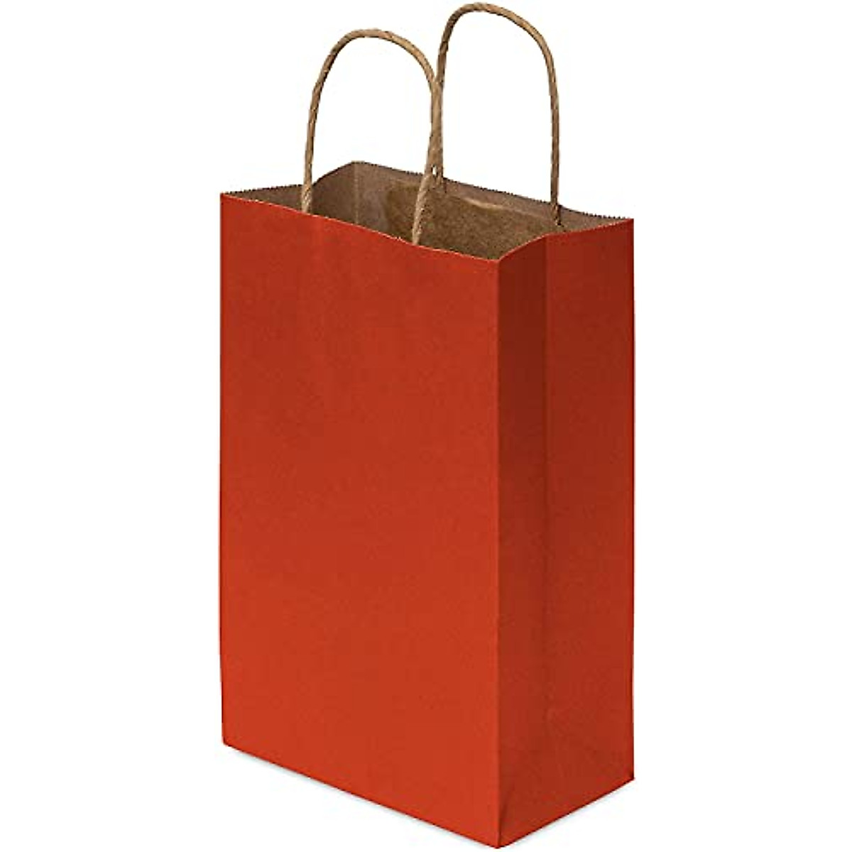 Small Red Gift Bags - 6x3x9 Inch 100 Pack Kraft Paper Shopping Bags with Handles, Craft Totes in Bulk for Boutiques, Small Business, Retail Stores, Birthday Parties, Christmas, Valentines, Holidays