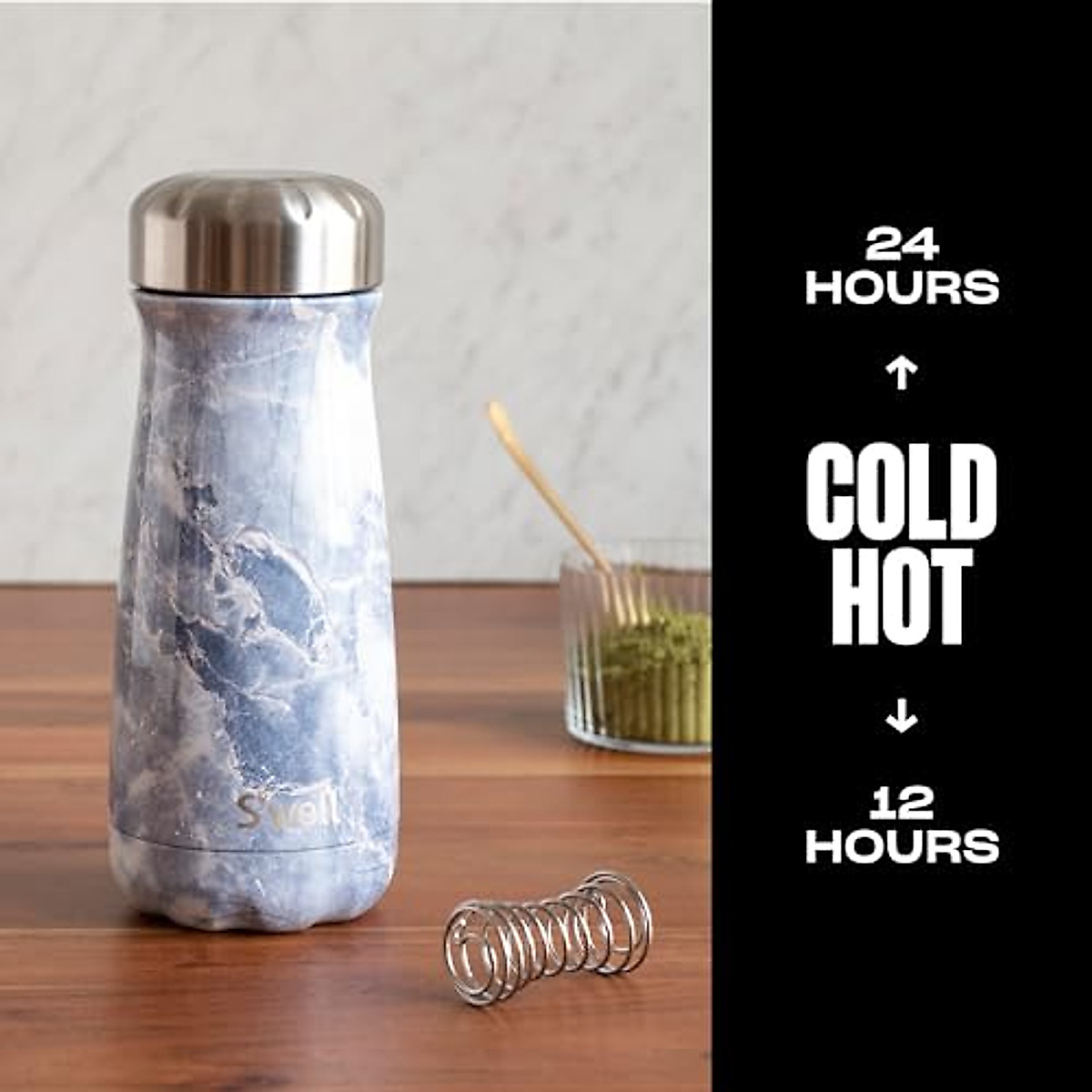 S'well Stainless Steel Traveler, 16oz, Blue Granite, Triple Layered Vacuum Insulated Containers Keeps Drinks Cold for 24 Hours and Hot for 12, BPA Free, Easy Carrying On the Go