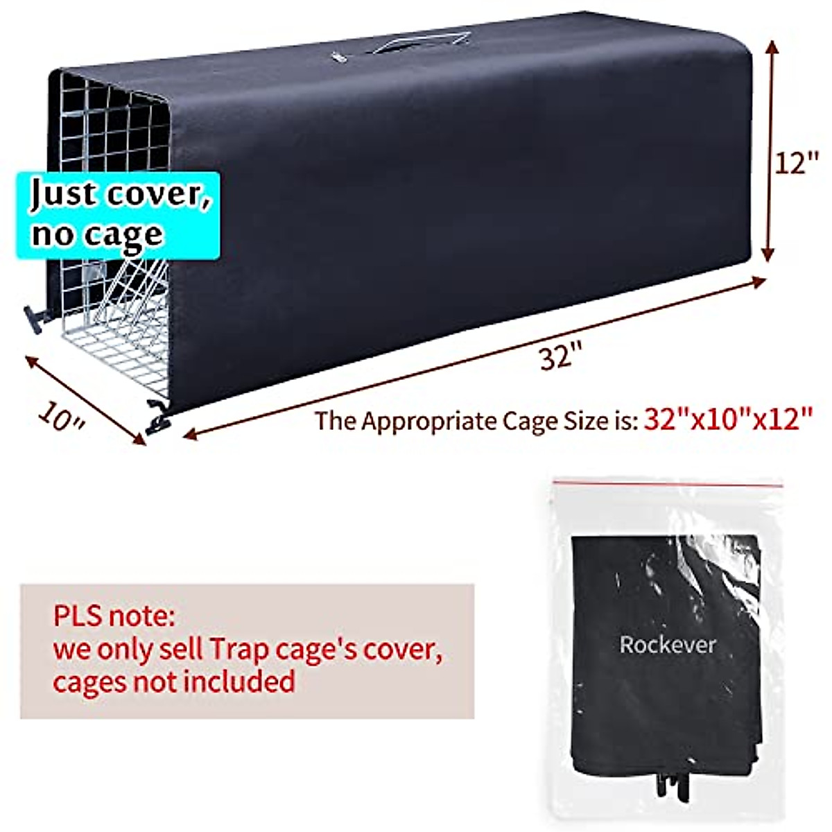 Trap Cage Cover, Animal Trap Cage Cover Small Animal Trap Cover for 1-Door Humane cat Trap 32 x 10 x 12inch, [just Cover，No cage]