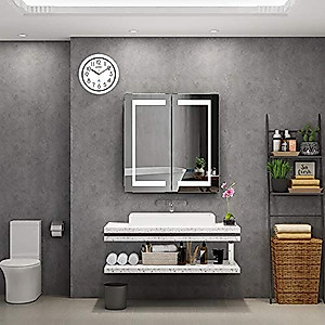 Caysie 11 Inch Indoor Outdoor Waterproof Wall Clock, Silent Non-Ticking Battery Operated Quality Quartz Round Clock for Patio, Pool, Home Decor (White)