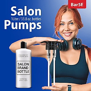 Liter 33.8 oz Shampoo Conditioner Pumps Fits Salon Brand Bottles, 2-Pack Pump Top Dispenser Compatible with 1-inch Neck Diameter Bottles (Black)