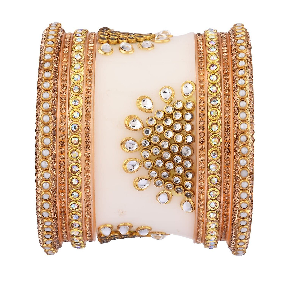 Efulgenz Traditional Indian Wedding Bangles CZ Crystal Bridal Bracelet Bangle Set for Women (Pcs)