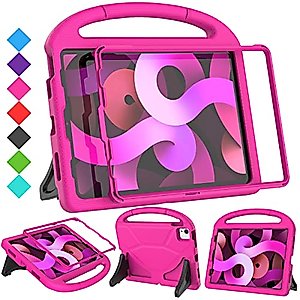 SUPLIK Kids Case for iPad Air 5th/4th Generation (10.9 inch,2022/2020), iPad Pro 11 Case with Screen Protector, iPad Air 5 Protective Case with Handle Stand for Apple iPad Air Gen 4/5, Pink