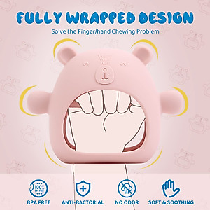 COZYPANDA Baby Teething Toys, Teething Toys for Babies 0-6 Months, Baby Teether for Teething Relief, Teething Pacifiers BPA Free, Bear(Pink)