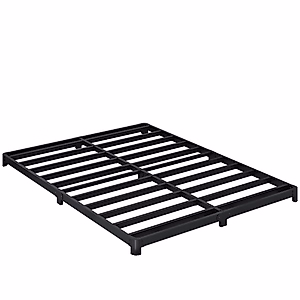 Likelalaso 3 inch Low Full Size Bed Frame with Rounded Corner, Heavy Duty Metal, Easy Assembly, Noise Free, Black