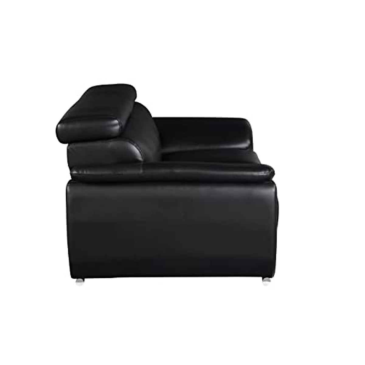 Blackjack Furniture 4571 Veal Collection Leather Upholstered Modern Living Room Loveseat, Black