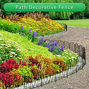 10 Pack Decorative Garden Fence 10.3 ft (L) x 15.9 in (H) Small Garden Fence Animal Barrier Arched Rustproof Garden Fence Border Rabbit Metal Flower Bed Fencing for Yard Patio Outdoor Landscape