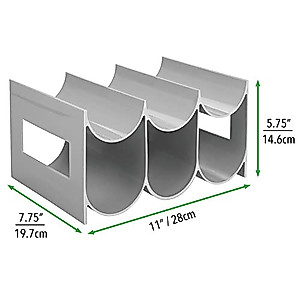 mDesign Plastic Modern Free-Standing Bottle Rack Storage Organizer Holder for Kitchen, Cabinet, Pantry, Fridge, Freezer Organization - Hold Water Bottles, Wine - Lumiere Collection - 2 Pack - Gray