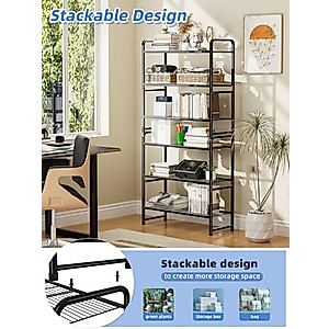 GEORIS 3- Tier Metal Storage Rack and Shelving, Stackable Utility Shelving Unit Wire Rack - Heavy Steel Material Pantry Shelves, 30.4-Inch Width, for Warehouses, Kitchen, Closets, Black
