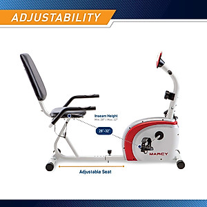 Marcy Recumbent Exercise Bike with Magnetic Resistance and Pulse Sensor NS-908R White 30.50 x 11.50 x 21.50 inches
