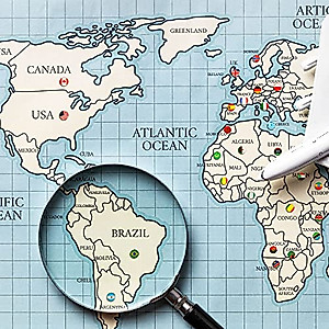 200 Pcs National Flag Thumb Tacks Country Flag Push Pins with National Flag Guide, Map Tacks Places I've Been Flag Map Push Pins for World Map Pins Flag Map Pins for Cork Board, Travel World Map