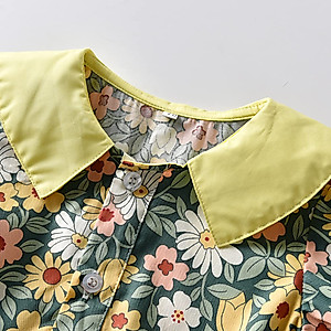 FAXSON Summer Brother and Sister Matching Outfits Toddler Boys Gentleman Suits Infant Girls Dresses(Green-girl,110/4T)