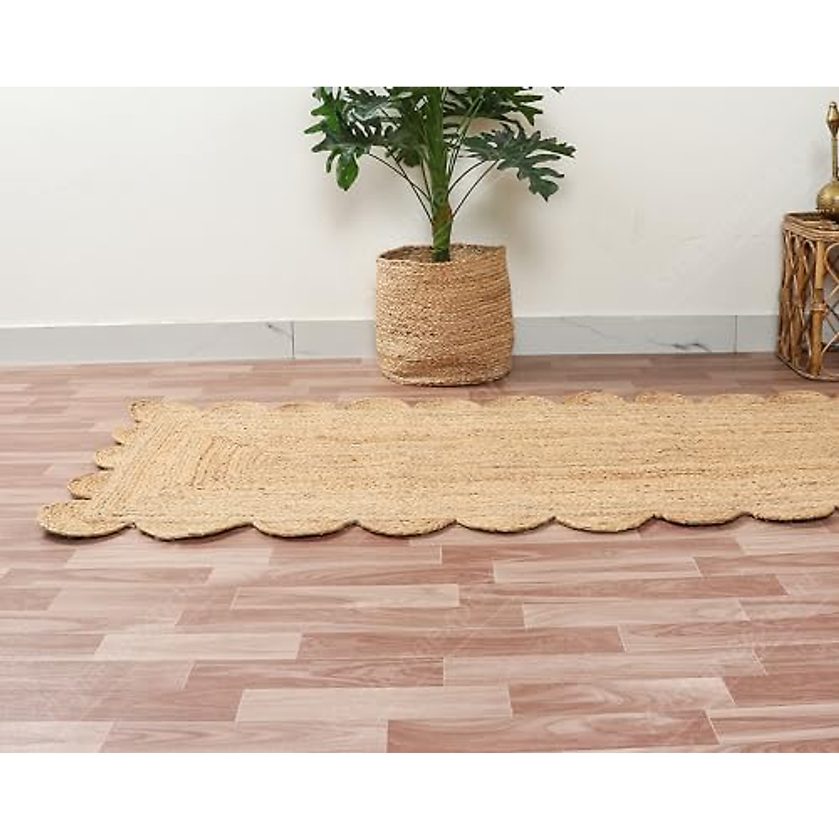 2x3, 2x4, 2x5, 2x6 Ft, Jute Rug - Natural Scalloped Rug, Bohemian Scalloped Rug, Scalloped Jute Rug, Natural Jute Rug, Jute Scallop Rug, Area Rug (2x5 Ft, Area Rug)
