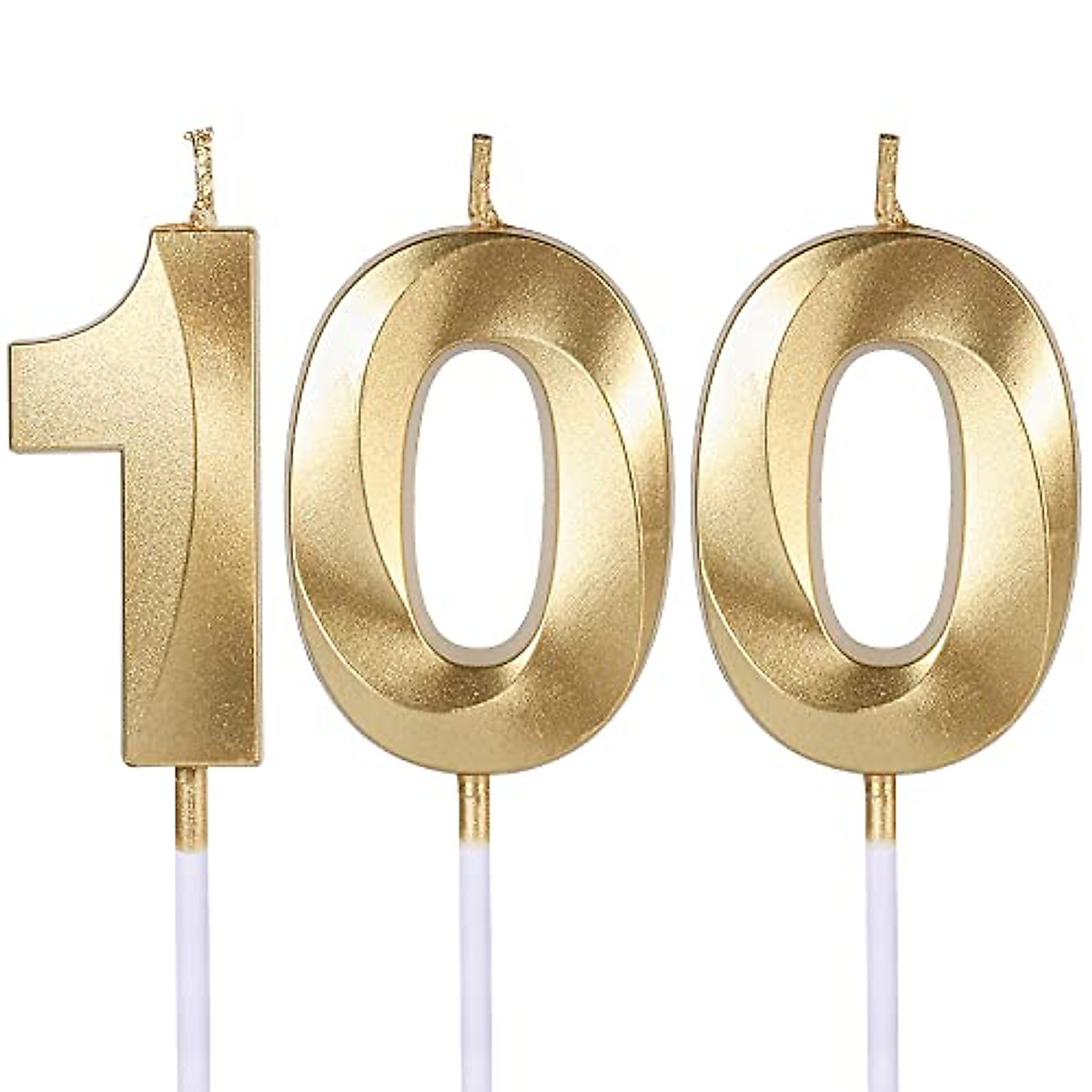 Gold 100th Birthday Candles for Cakes Cupcakes, Number 100 Candle Cake Topper for Party Anniversary Wedding Celebration Decoration