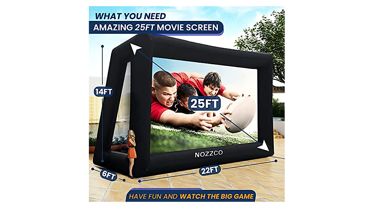 25 FT Inflatable Outdoor Projector Screen with Movie Tickets | NOZZCO