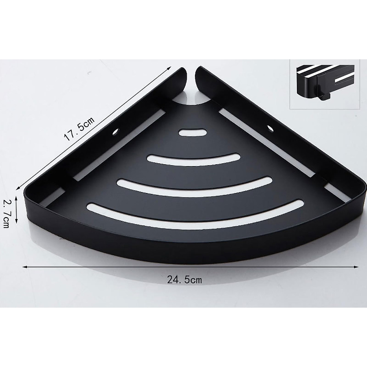 Bathroom Triangular Shelf, Toilet Corner Storage, Rose Gold Small Triangle Single Layer with Hook