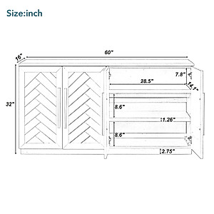LUMISOL Farmhouse Kitchen Sideboard Buffet Cabinet with Storage Doors and Adjustable Shelf Wood Storage Cabinet for Living Dining Room