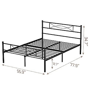 Weehom Full Size Metal Bed Frame Mattress Foundation/Platform Bed Heavy Duty Steel Slat Best for Kids Adults Student Black