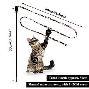 Molain Cat Wand Rainbow Toy, 5pcs Rainbow Ribbon Wand for Kittens Training Rainbow Ribbon Interactive Catcher Wand Stick Toy for Kitten Cat Indoor Exerciser Playing(30cm, Leopard Print)