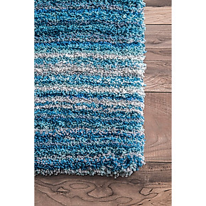 nuLOOM Classie Hand Tufted Shag Area Rug, 5' x 8', Sky Blue