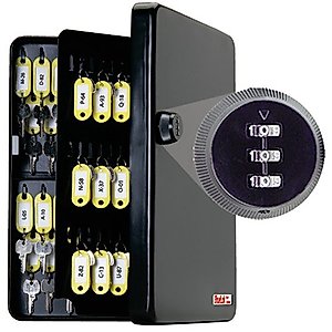 KeyGuard SL-8548 Combination Key Cabinet, 48 Hook, Black Finish