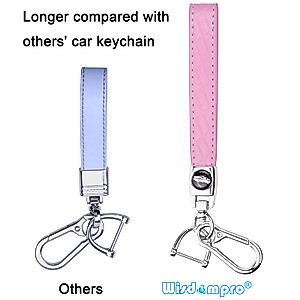 Wisdompro Microfiber Leather Car Keychain, Universal Key Fob Keychain Leather Key Chain Holder with 3 Keyrings and 1 Screwdriver for Men and Women - Pink
