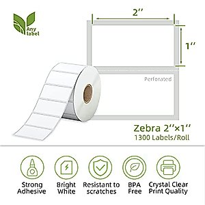 Anylabel Compatible 2" x 1" Direct Thermal Labels Replacement for Barcodes Postage Address Shipping Compatible with Rollo & Zebra Desktop Printers Adhesive & Perforated (24 Rolls, 1300 Labels/Roll)