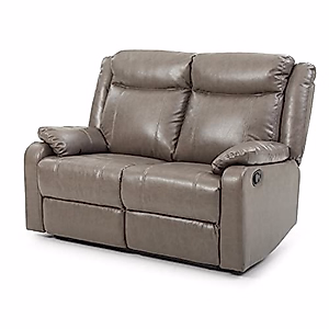 Glory Furniture Double Reclining Love Seat, Gray Faux Leather