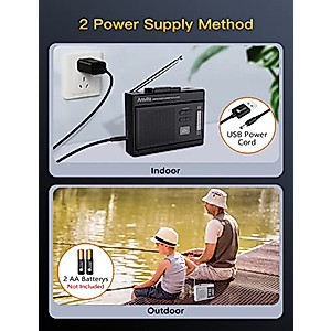 Arsvita Portable Cassette Player and Recorder, Cassette to MP3 Digital Converter, AM/FM Radio Tape Walkman, Support 4-32G Micro SD Card, Build-in Speaker and Microphone, Black