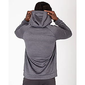 Layer 8 Men's Hoodie Performance Light Weight Tech Fleece Pullover Training Workout Athletic Sweatshirt Hooded Fitness Top (Small Basalt Hthr)