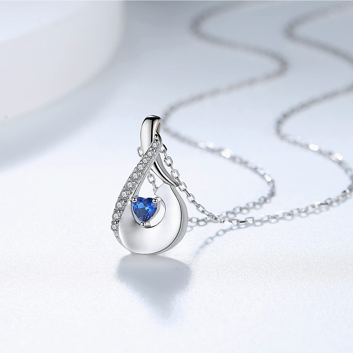 YLT Teardrop Urn Pendant Water Droplet Necklace for Ashes 925 Sterling Silver Memorial Keepsake Cremation Ashes Infinity Jewelry for Women