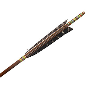 zzuus 33" Handmade Bamboo Arrows Eagle Feather Shaft Diameter 8mm Steel Arrowheads for 20-70 Lbs Long Bow and Recurve Bow Hunting Archery (6pcs)