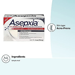 Asepxia Deep Cleansing Acne Treatment Bar Soap with Baking Soda and 2% Salicylic Acid, 4 Ounce