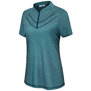 Vldnery Plus Size Women's Polo Golf Shirt Moisture Wicking Workout Zip Yoga Top Shirt (2XL)