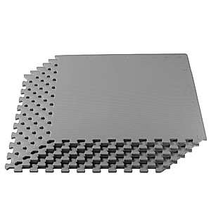 We Sell Mats 1/2 Inch Thickness Multipurpose EVA Foam Floor Tiles, Interlocking Floor Mat for Indoor Gym and Home Use, 24 in x 24 in, Light Gray, 16 Square Feet (4 Tiles)