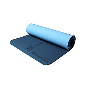 BodyForge Yoga Mat Thick Exercise Mat Thick 8mm TPE Eco-Friendly with Alignment Marks Non-Slip Extra Thick High-Density for Women Men Workout Pilates (Blue/Light Blue)