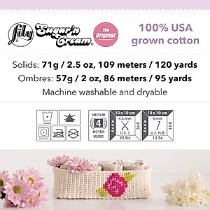 Lily Sugar 'N Cream The Original Solid Yarn, 2.5oz, Medium 4 Gauge, 100% Cotton - Blue - Machine Wash & Dry