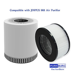 PUREBURG Replacement True HEPA Filters Compatible with JINPUS 908 Air Purifier,H13 4-Stage Filtration Activated carbon 2-IN-1 Air Clean Dust VOCs,2-Pack