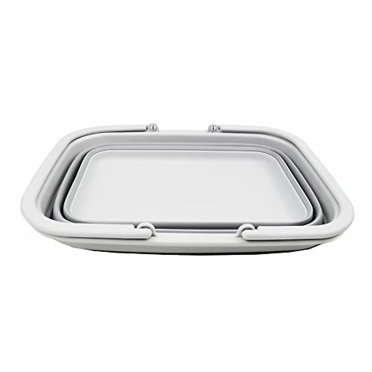 SAMMART SAMMART 9.2L (2.37Gallon) Collapsible Tub with Handle - Portable Outdoor Picnic Basket / Crater - Foldable Shopping Bag - Space Saving Storage Container (1, Grey)