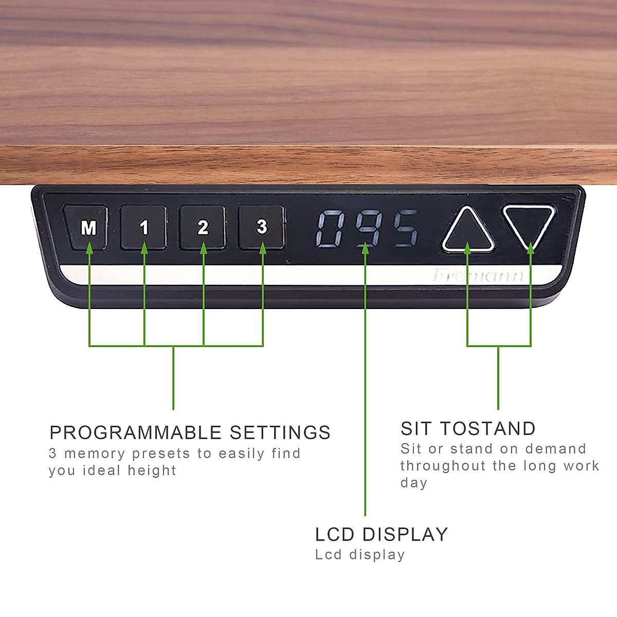 Fromann Electric 3 Tier Legs Dual Motor Standing Desk Frame Heavy Duty 300lb Sit Stand up Height Adjustable Desk Base for Home and Office (Black)