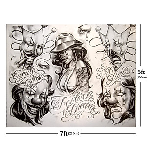 KEMAGU7x5Ft Smile Now Cry Later Backdrop Art Poster Photoshoot Room Wall Decor Aesthetics (84" x 60")